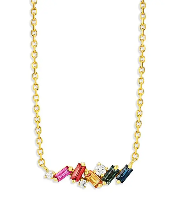 SUZANNE KALAN 18k Yellow Gold Sapphire & Diamond Necklace - Rainbow