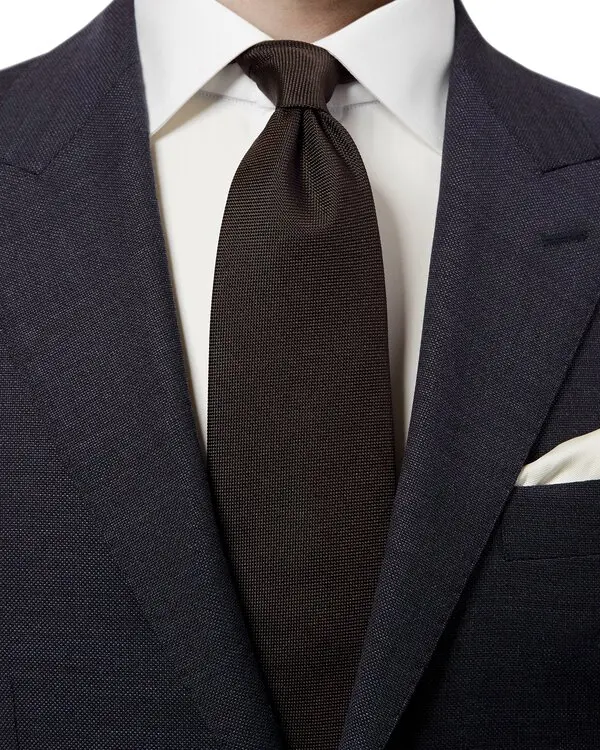 Eton Solid Textured Silk Classic Tie - Black