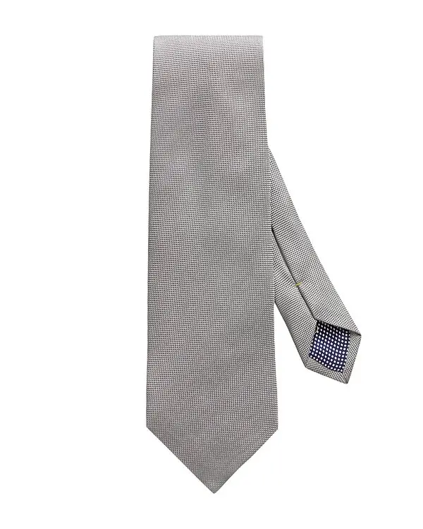 Eton Solid Textured Silk Classic Tie - Gray
