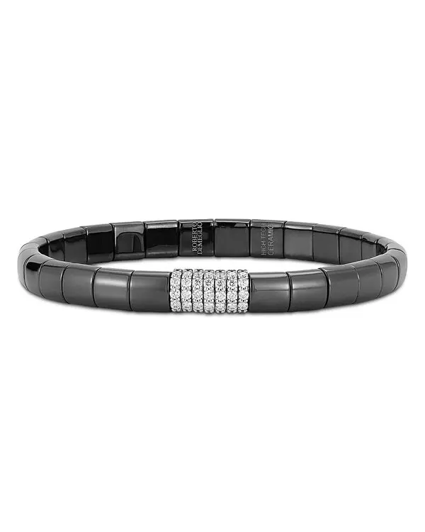 Roberto Demeglio 18k White Gold & Ceramic Pura Stretch Bracelet - Black