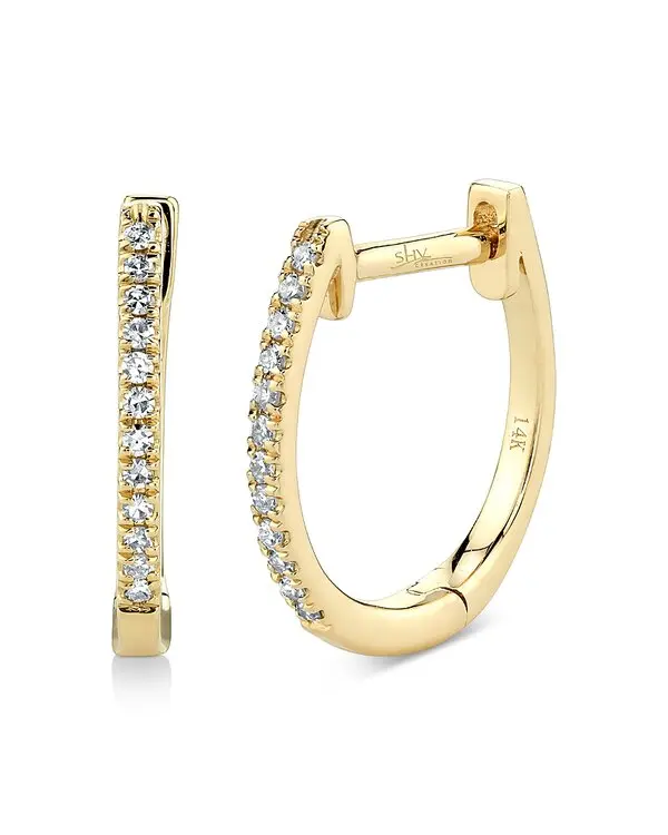 MOON & MEADOW 14k Yellow Diamond Huggie Hoop Earrings - Gold