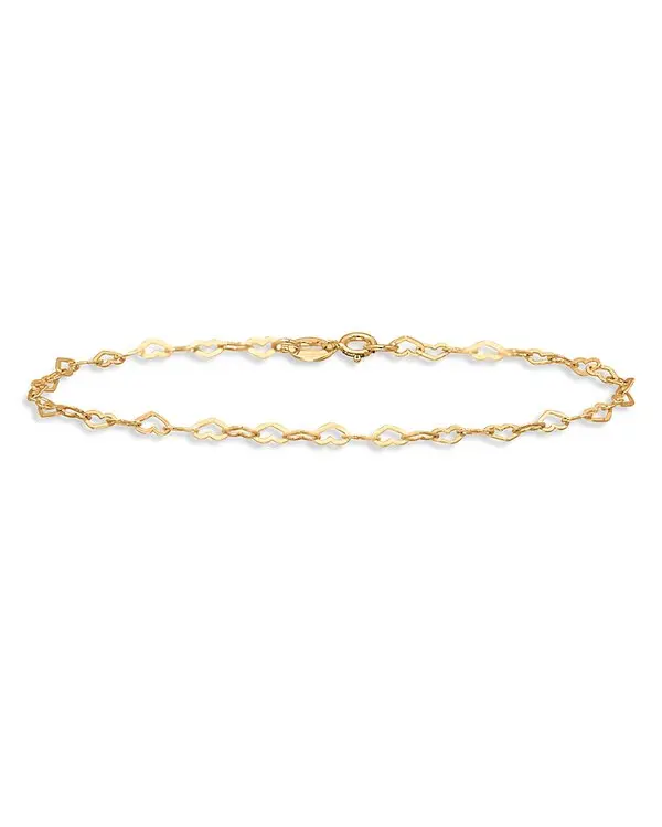 Aqua Heart Link Chain Bracelet - Gold