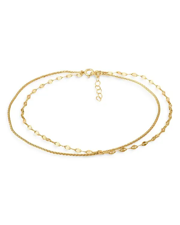 Aqua Double-row Chain Anklet - Gold