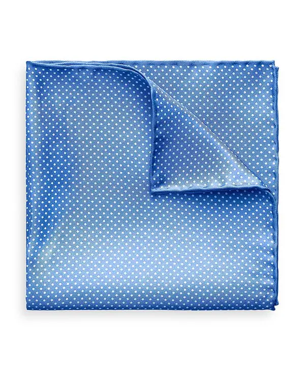 Eton Polka Dot Silk Pocket Square - Blue