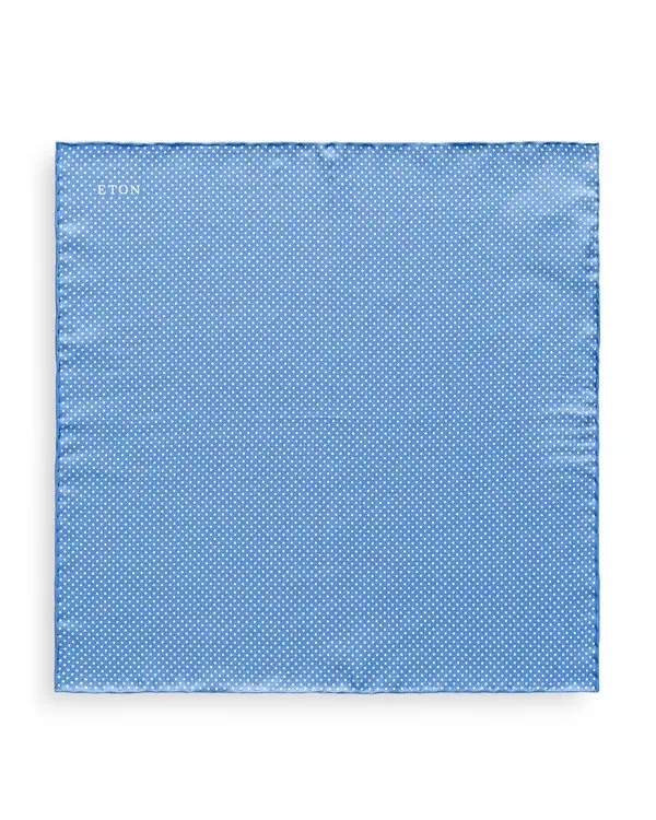 Eton Polka Dot Silk Pocket Square - Blue
