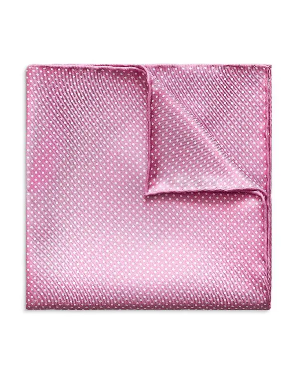 Eton Polka Dot Silk Pocket Square - Pink
