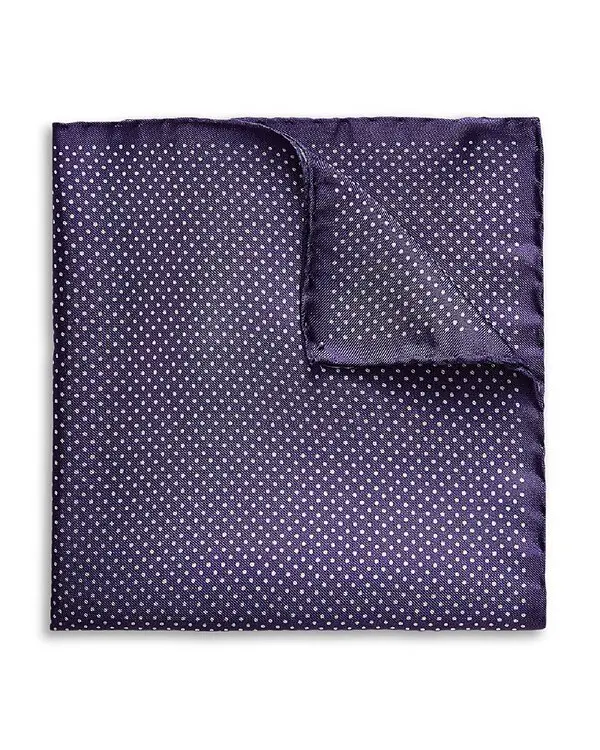 Eton Polka Dot Silk Pocket Square - Purple