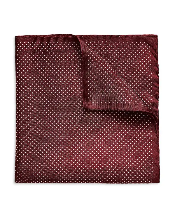 Eton Polka Dot Silk Pocket Square - Red