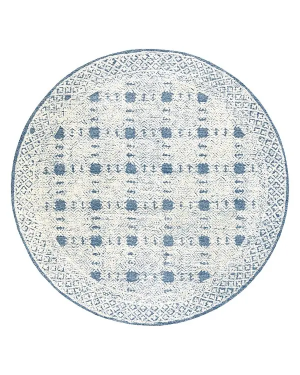 SURYA Louvre Lou-2300 Round Area Rug, 8' Round - Navy/cream/ice Blue