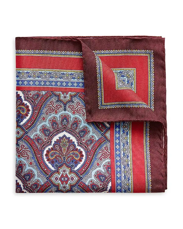 Eton Paisley Silk Pocket Square - Red