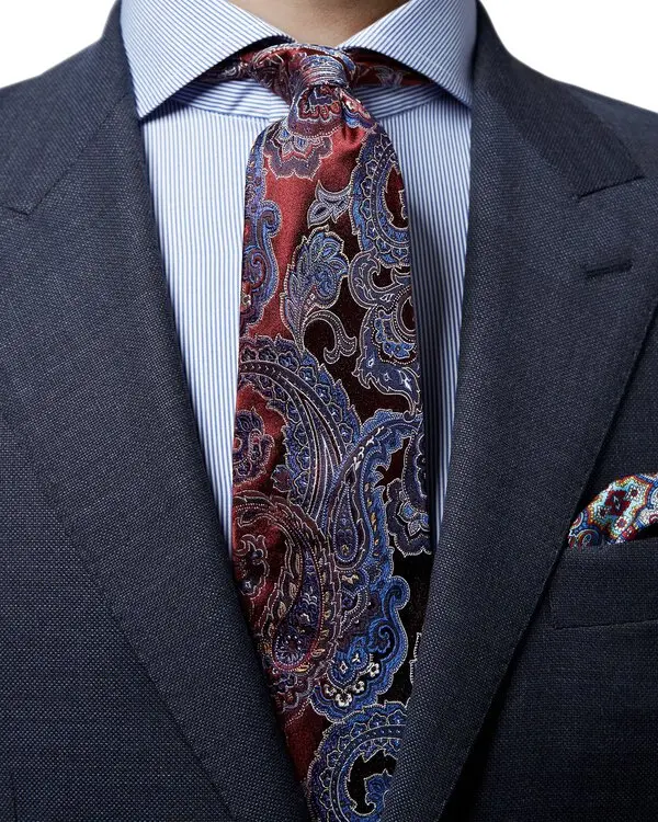 Eton Paisley Silk Pocket Square - Red