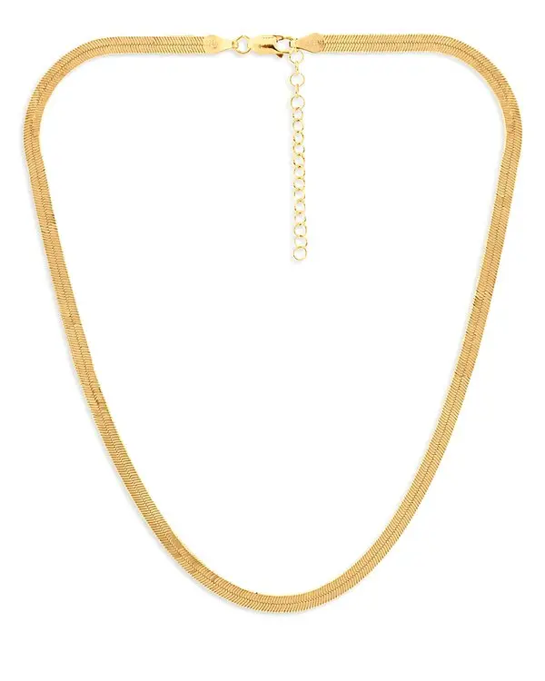 Aqua Herringbone Chain Necklace - Gold