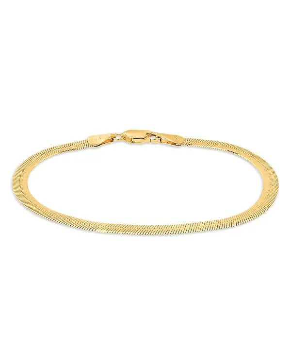 Aqua Herringbone Chain Bracelet - Gold