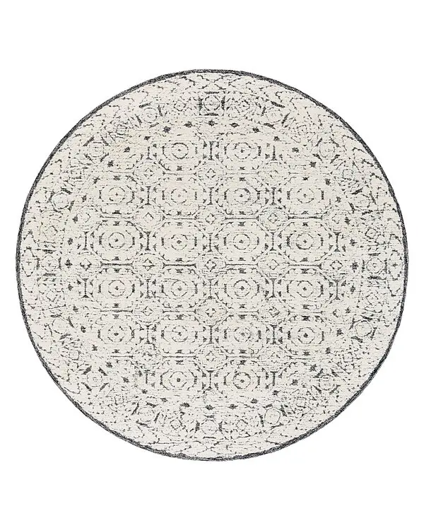 SURYA Louvre Lou-2303 Round Area Rug, 8' Round - Ivory/black