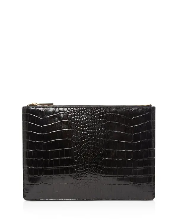 Whistles Croc-embossed Leather Clutch
