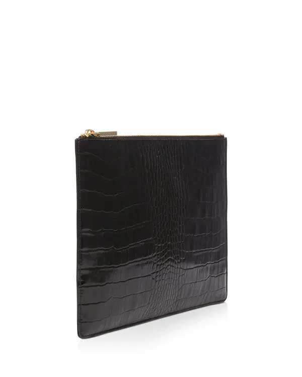 Whistles Croc-embossed Leather Clutch