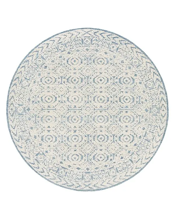 SURYA Louvre Lou-2304 Round Area Rug, 8' Round - Cream/navy