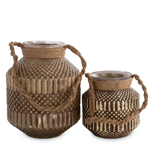 SURYA Mehndi Lantern, Set Of 2 - Brown