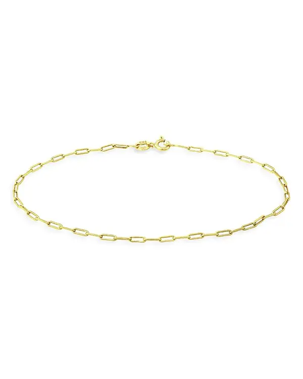 Aqua Sterling Paper Clip Bracelet - Gold