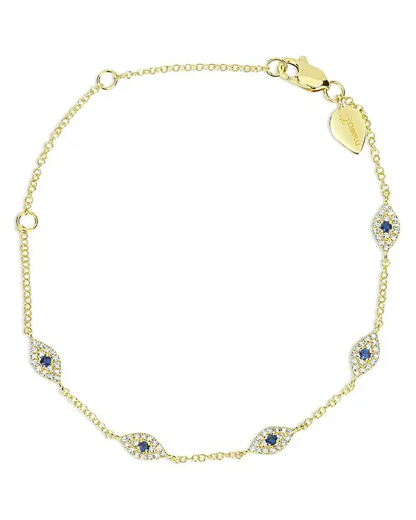 Meira T 14k Yellow Gold Diamond & Sapphire Evil Eye Bracelet - Blue/gold