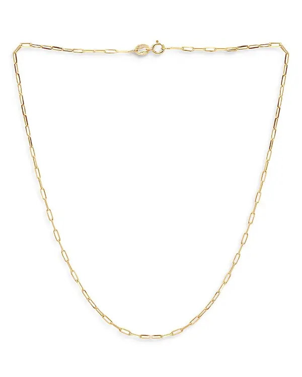 Aqua Sterling Paper Clip Chain Necklace - Gold