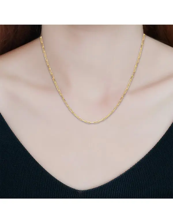 Aqua Sterling Paper Clip Chain Necklace