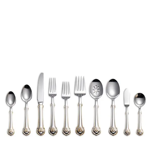WALLACE Napoleon Bee Gold Accent 45 Piece Flatware Set, Service For 8 - Silver