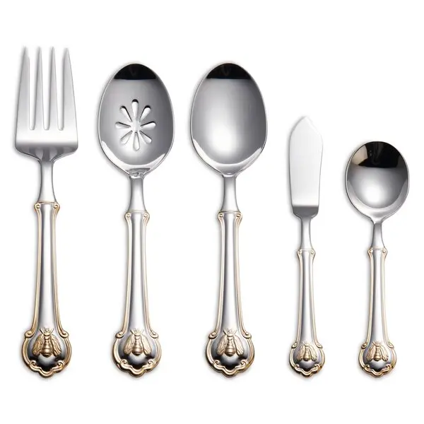 WALLACE Napoleon Bee Gold Accent 45 Piece Flatware Set, Service For 8