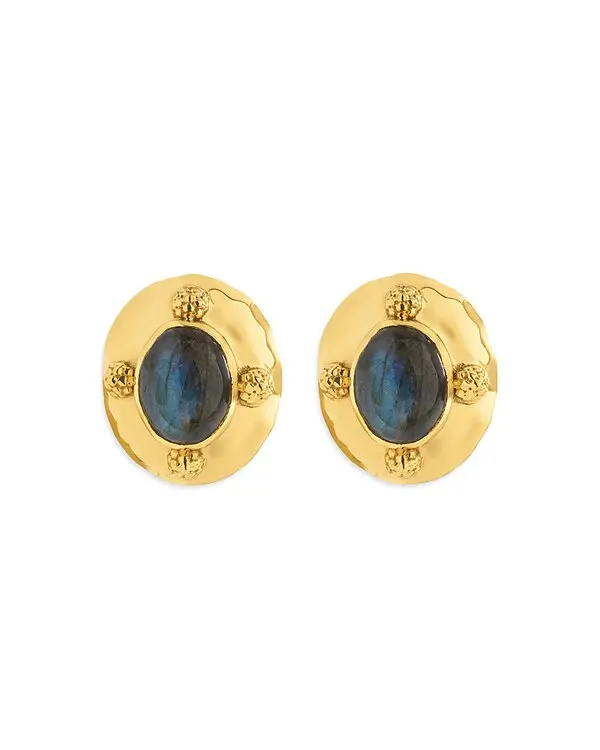 CAPUCINE DE WULF Cleopatra Oval Earrings - Blue/gold