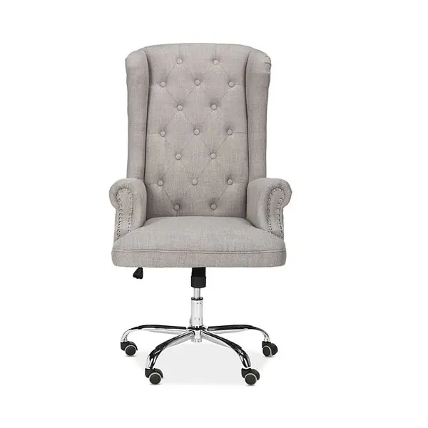 SAFAVIEH Ian Linen Swivel Office Chair - Grey/chrome