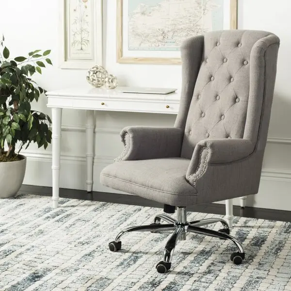 SAFAVIEH Ian Linen Swivel Office Chair
