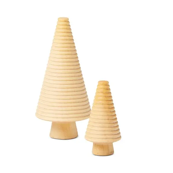 FARMHOUSE POTTERY Farmhouse Mini 2 Pc Wooden Tree Set - Tan