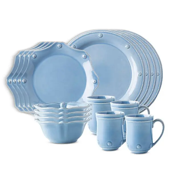 JULISKA Berry & Thread 16 Piece Dinnerware Set, Service For 4 - Chambray