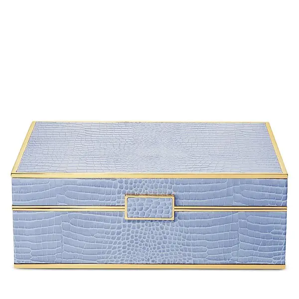 Aerin Classic Croc Jewelry Box, Large - Hydrangea Blue