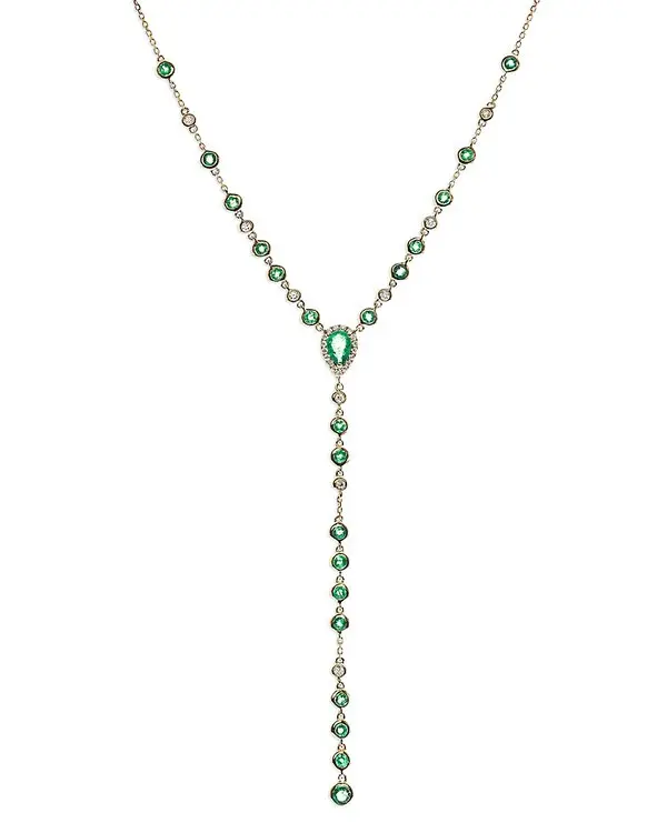 Bloomingdale'S Emerald & Diamond Lariat Necklace - Green/gold