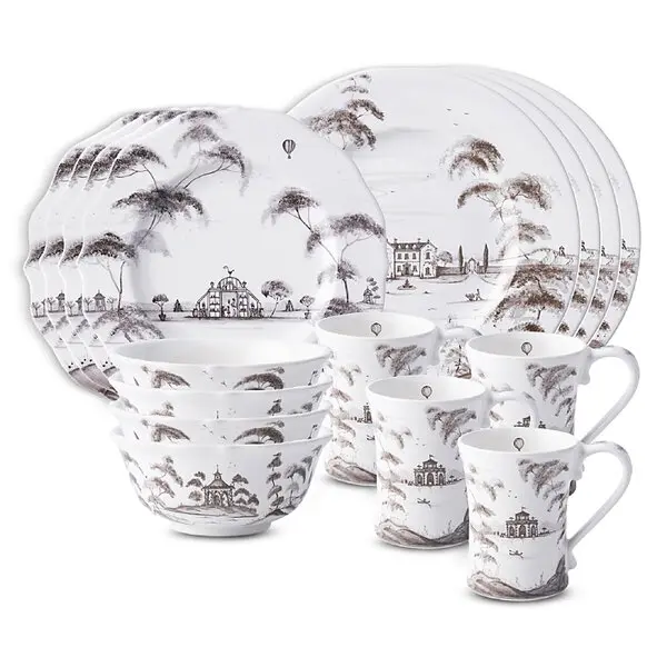 JULISKA Country Estate 16 Piece Dinnerware Set, Service For 4 - Flint Grey