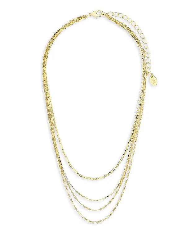 Sterling Forever Multi Chain Layered Necklace - Gold