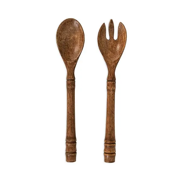 JULISKA Bilbao Wood Salad Servers, Set Of 2 - Medium Brown