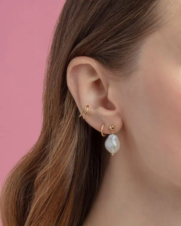 Sterling Forever Imitation Pearl Drop Stud Earrings