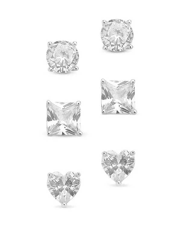 Sterling Forever Statement Stud Earrings, Set Of 3 - Silver