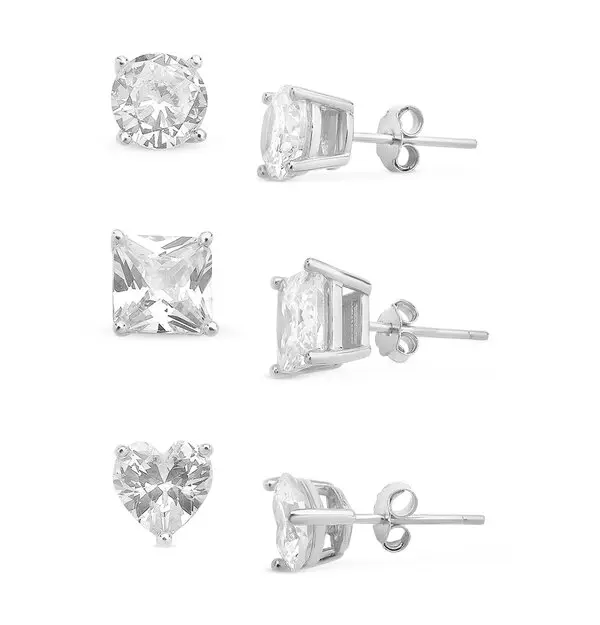 Sterling Forever Statement Stud Earrings, Set Of 3 - Silver