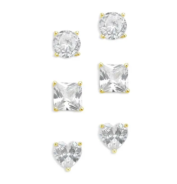 Sterling Forever Statement Stud Earring Set - Gold