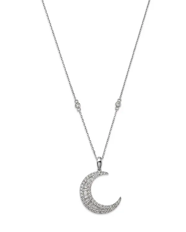 Bloomingdale'S Diamond Crescent Pendant Necklace - White