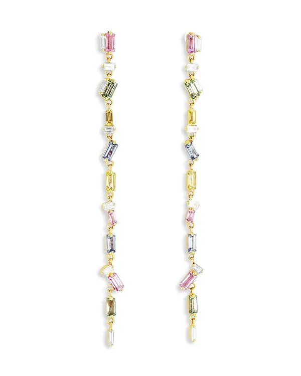 SUZANNE KALAN 18k Yellow Gold Fireworks Rainbow Sapphire And Diamond Drop Earrings - Multi