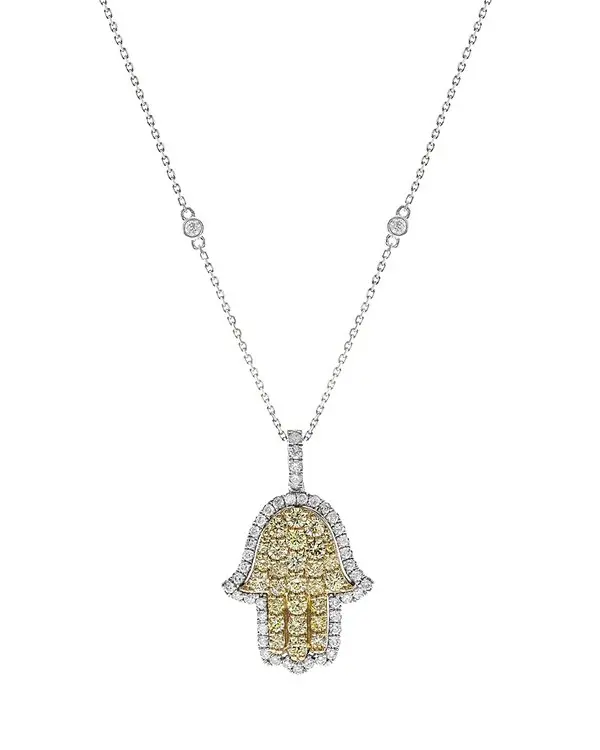 Bloomingdale'S 1.35 Tcw Diamond Hamsa Pendant Necklace - Yellow/white
