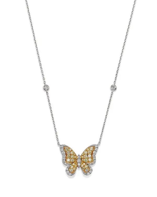 Bloomingdale'S Butterfly Diamond Necklace - White/yellow