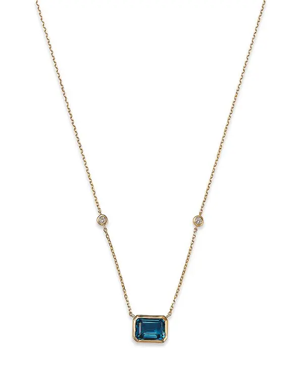 Bloomingdale'S London Blue Topaz & Diamond Pendant Necklace - London Blue Topaz/gold