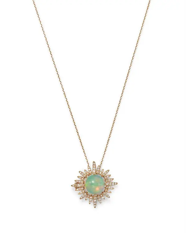 Bloomingdale'S Opal And Diamond Sun Pendant Necklace - Opal/gold