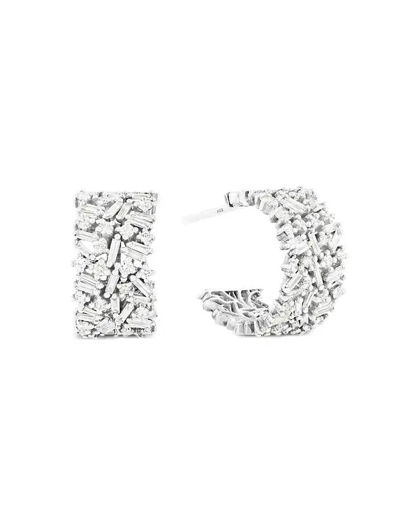 SUZANNE KALAN Fireworks 18k Diamond Hoop Earrings - White Gold