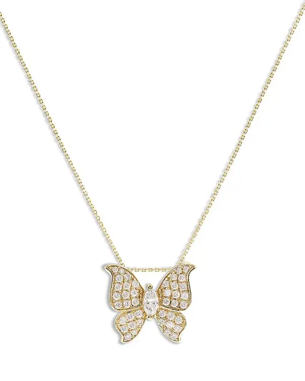 Bloomingdale'S Diamond Butterfly Pendant Necklace - White/gold